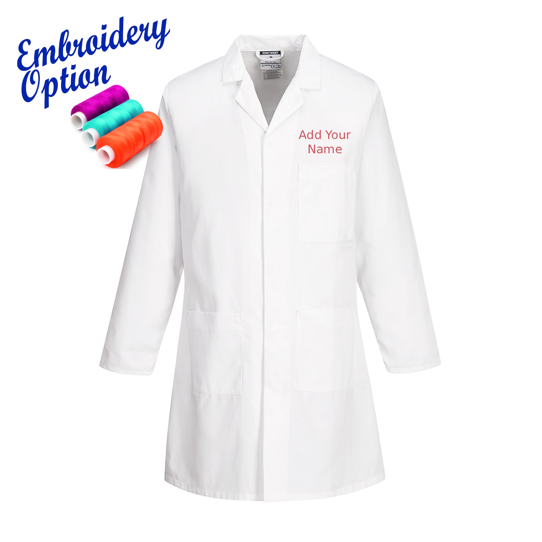 Embroidered Portwest Standard Lab Coat – Food Safety Direct