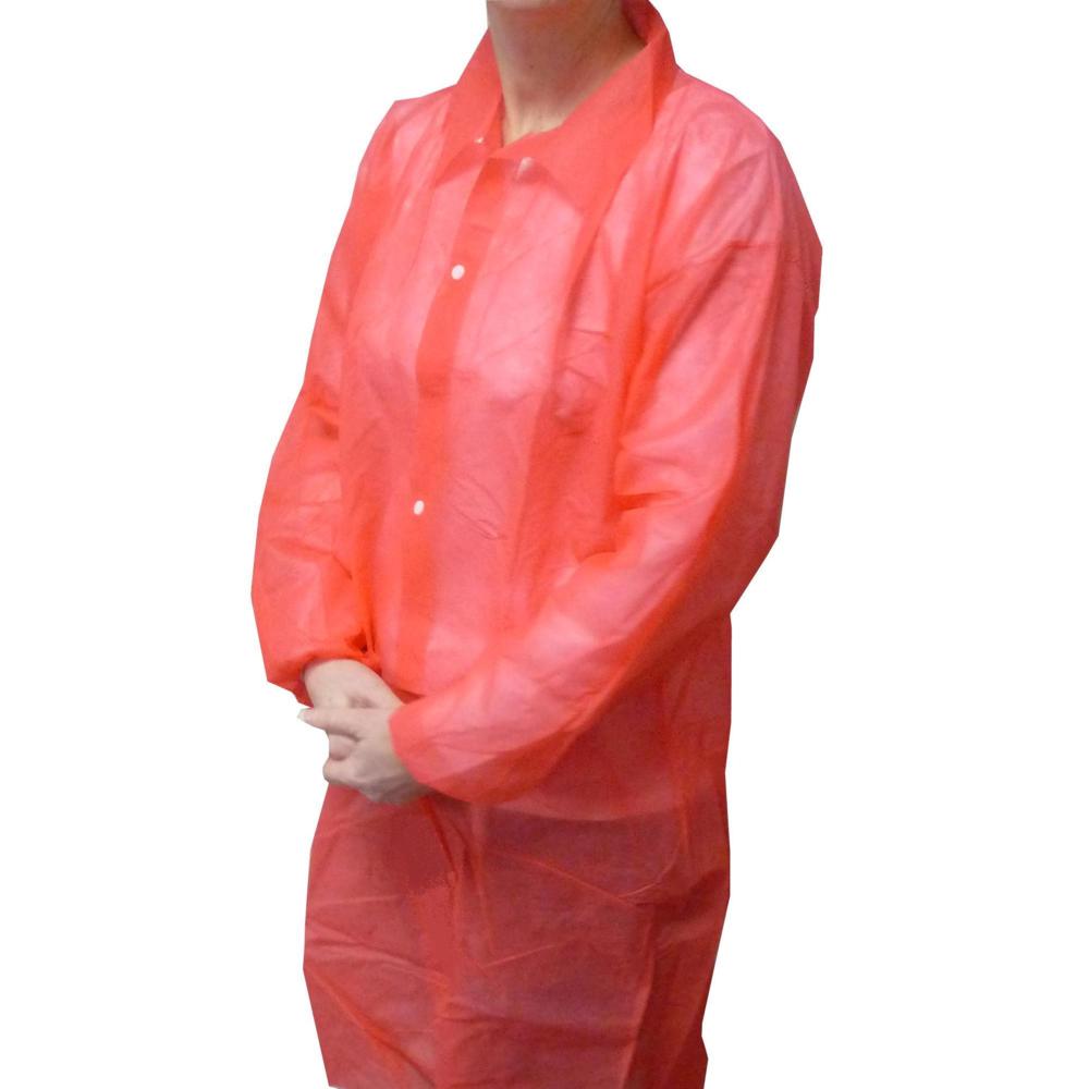 Red Disposable Non-Woven Coat - Food Trade with Press-Stud Fastening ...